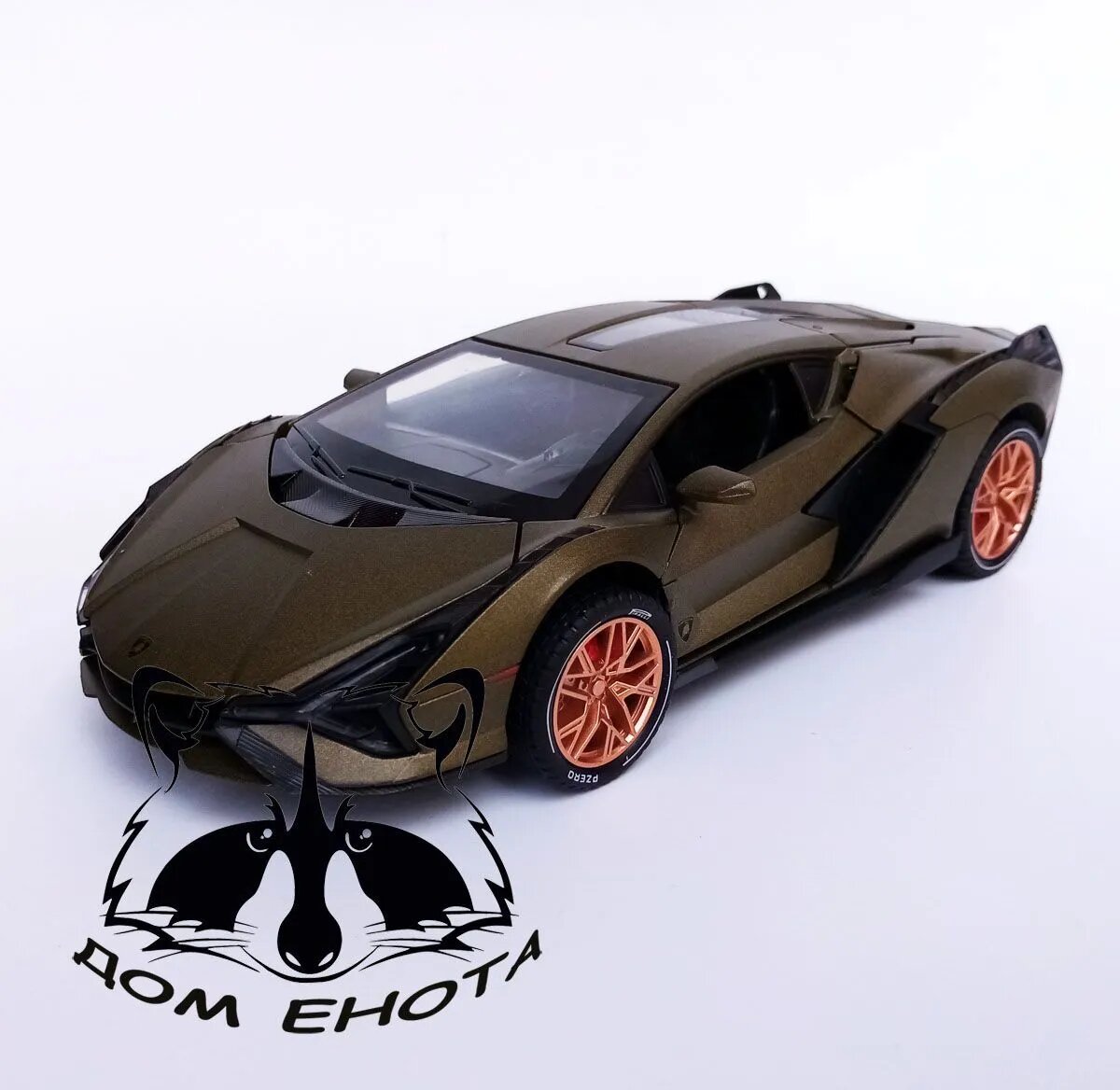 Машинка Lamborghinin SIAN. Металлическая модель автомобиля Ламборгини Сиан с дымом темно-зеленый 21см. Инерционная игрушка машина 1:24