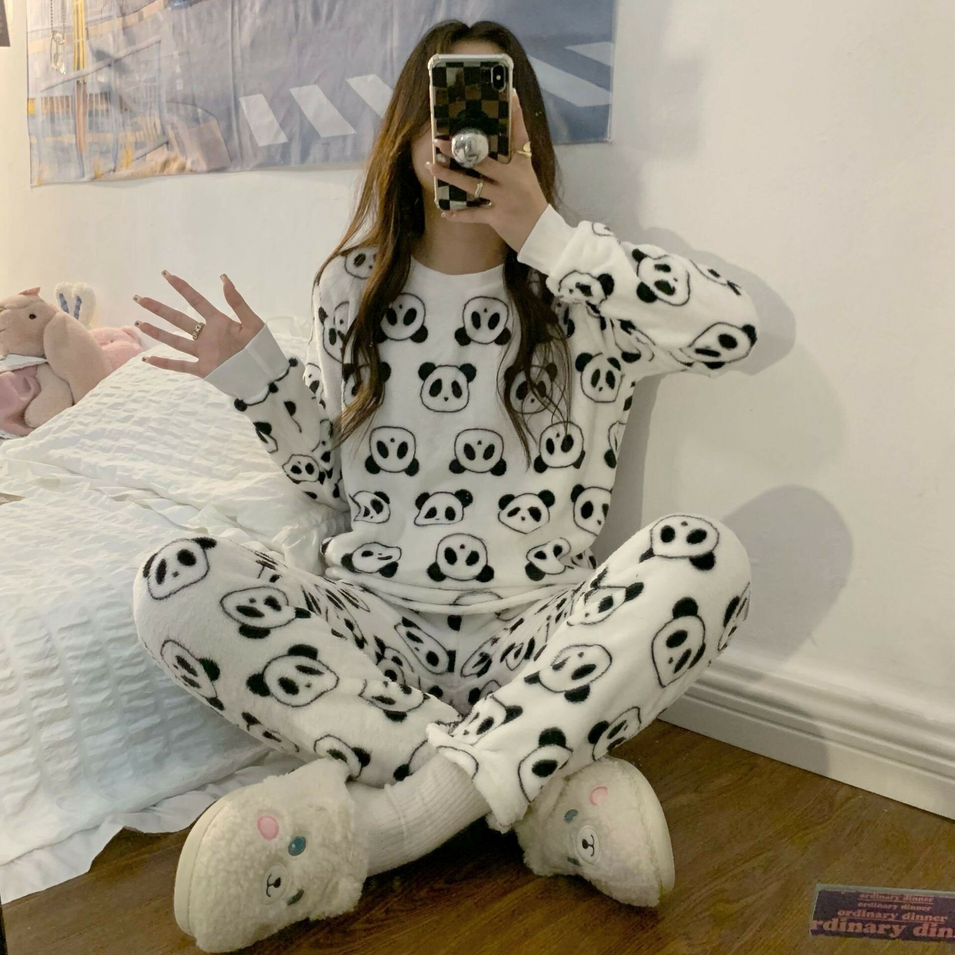 Зимняя пижама из плотного бархата с вырезанными цветами, женская теплая пижама с длинными рукавами из плотного бархата, а также домашняя одежда из бархата, женский костюм, размер: M