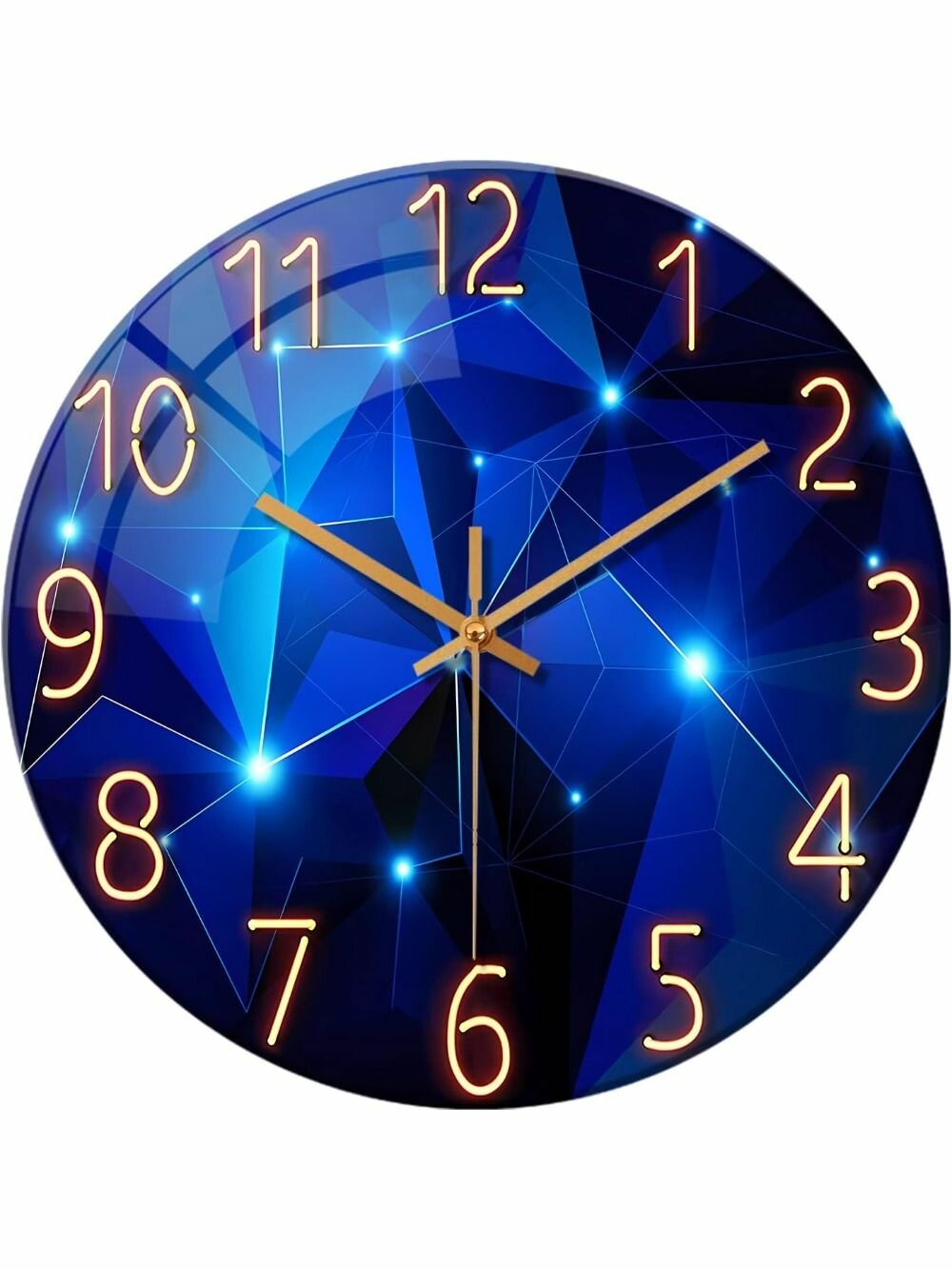Синие бесшумные настенные часы, стеклянное зеркало, на батарейках, часы для украшения кухни в гостиной