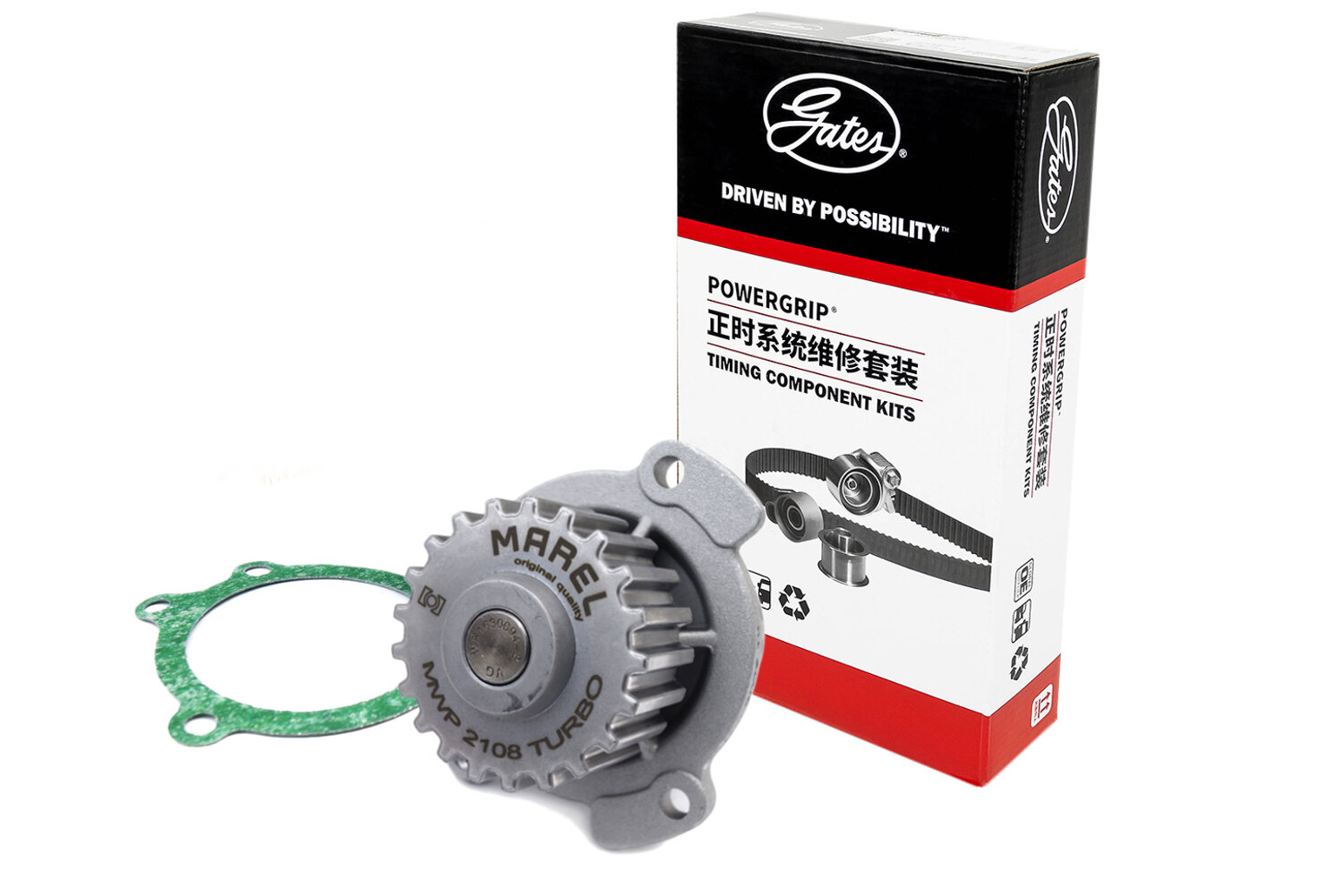 Усиленный комплект ремня ГРМ CHINA ORIGINAL GATES с помпой Magnum Turbo для 8-клапанных ВАЗ 2108-21099, 2110-2112, 2113-2115, Лада Приора, Калина, Калина 2, Гранта в комплектации Стандарт, Ока