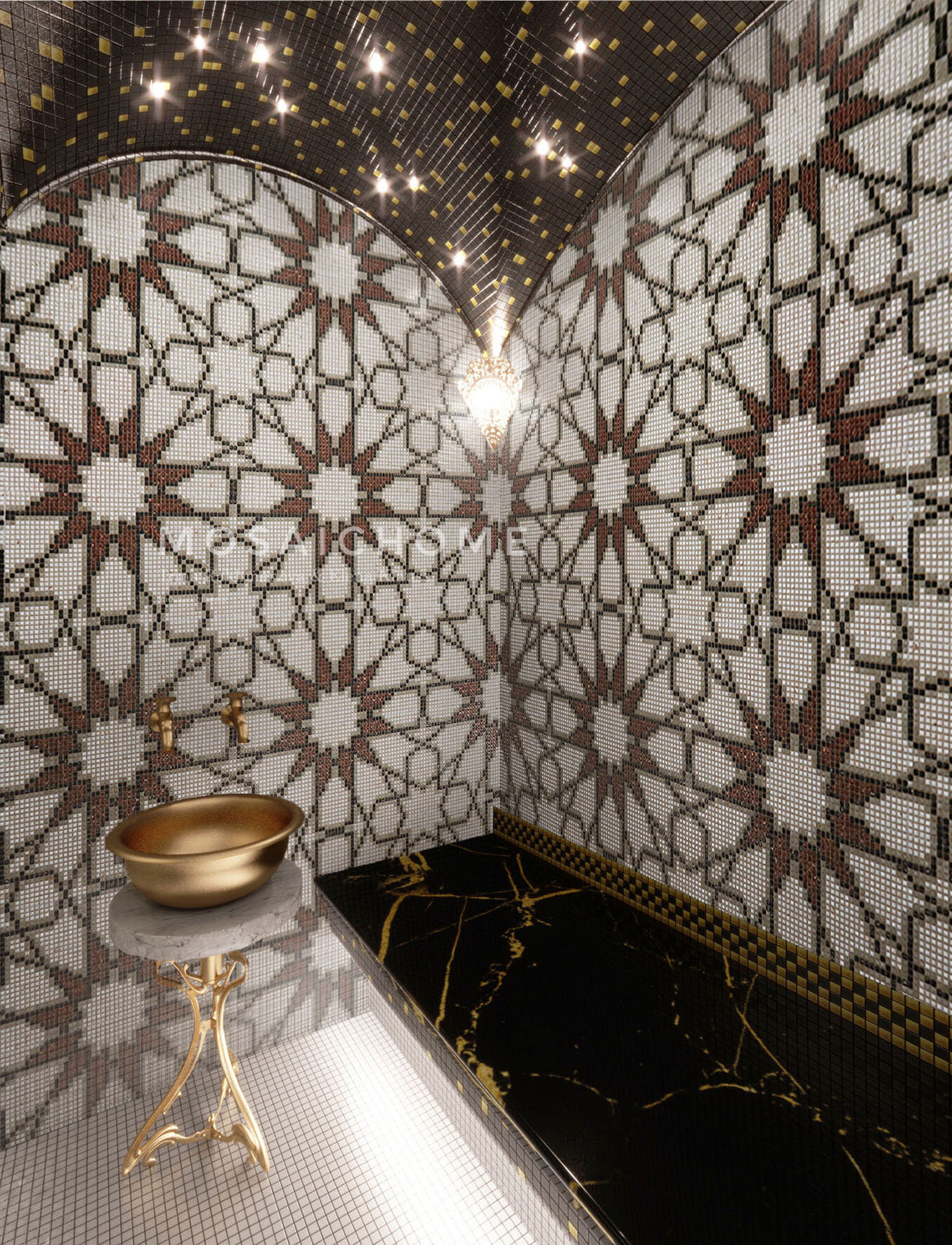 Панно MosaicHome "Восточный узор. Звезда Марокко" - 1шт, матричное панно из мозаики для ванной комнаты, хамама