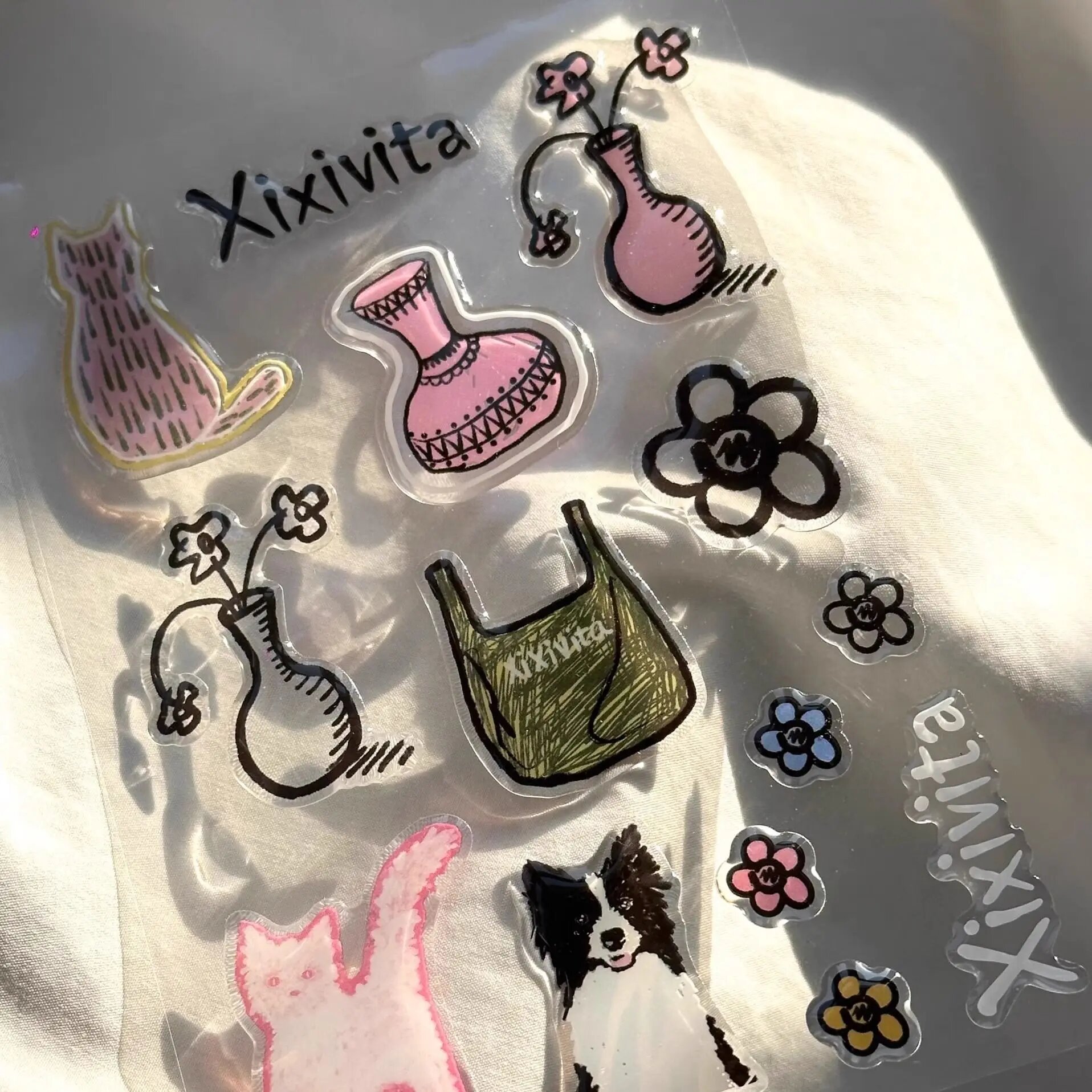 Стикеры прозрачные Xixivita с животными и цветами, цвет 1