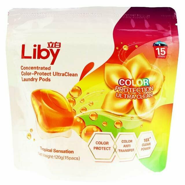 Капсулы для стирки Liby, концентрат с кондиционером, Color Защита цвета, 120 гр , 15шт