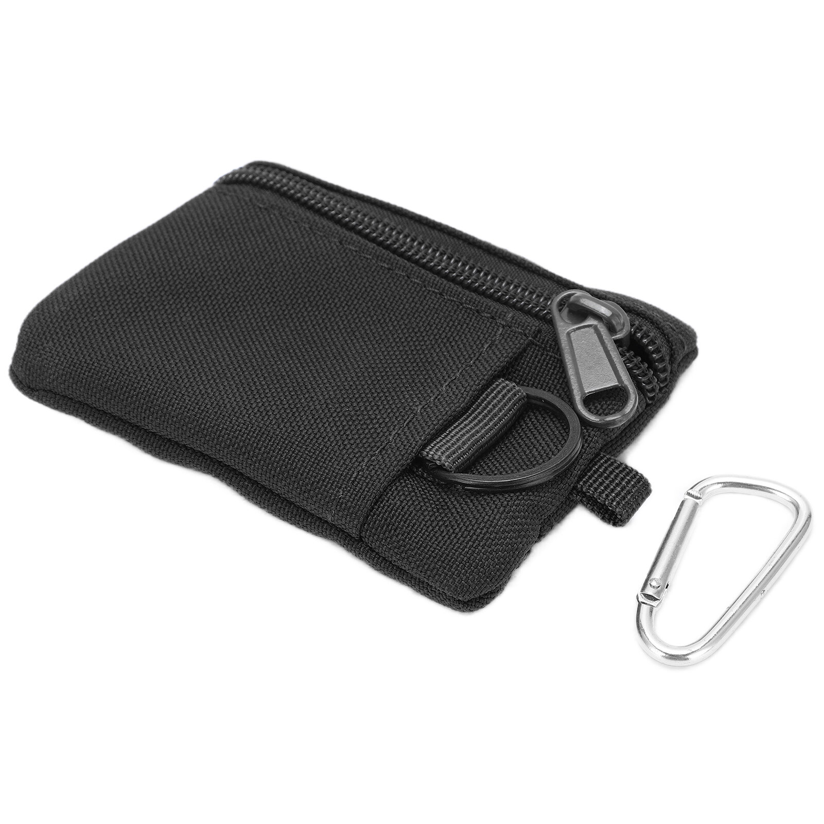 Outdoor EDC Molle Pouch Wallet Mini Portable Key Card Case Bag Coin Purse with CarabinerBlack