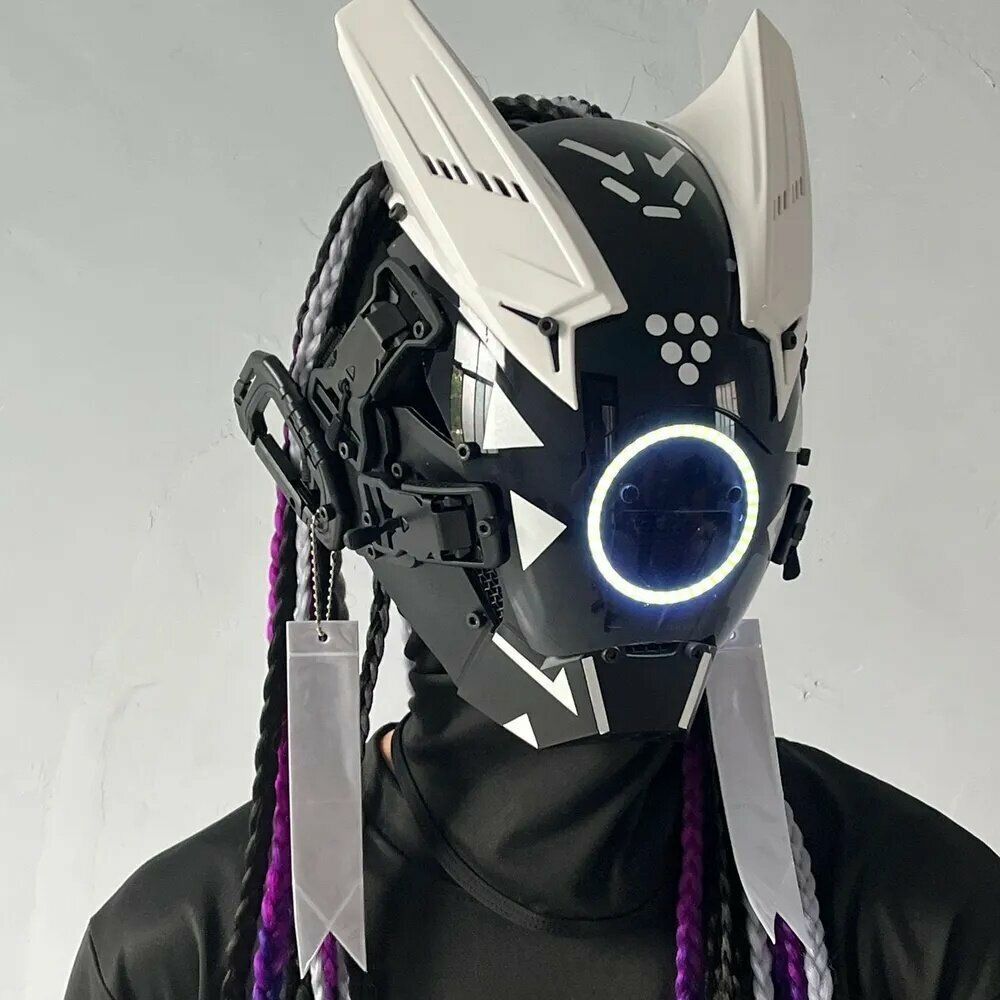 Маска киберпанка для косплея, прохладный черный шлем женщины, мужчины