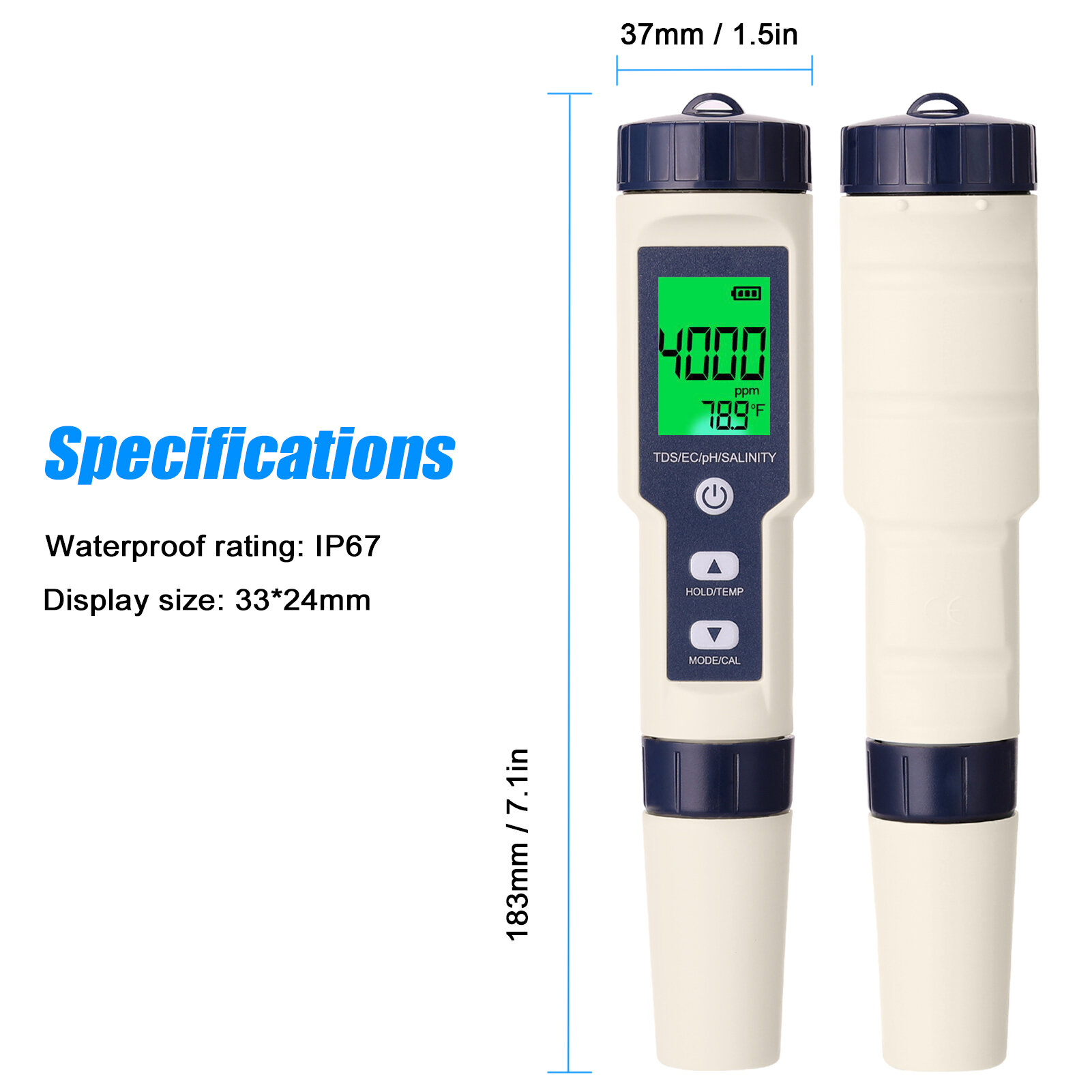 5 in 1 Professional Multi-parameter Combo Testing Meter PH/EC/TDS/Salinity/Thermometer Digital Multi-Function Tester Water Quality — фото 1