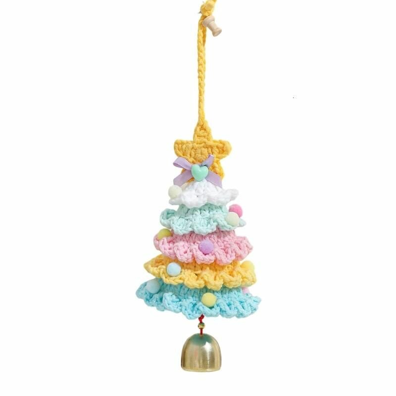 Вязаная ёлочная игрушка с колокольчиком, - Стиль D