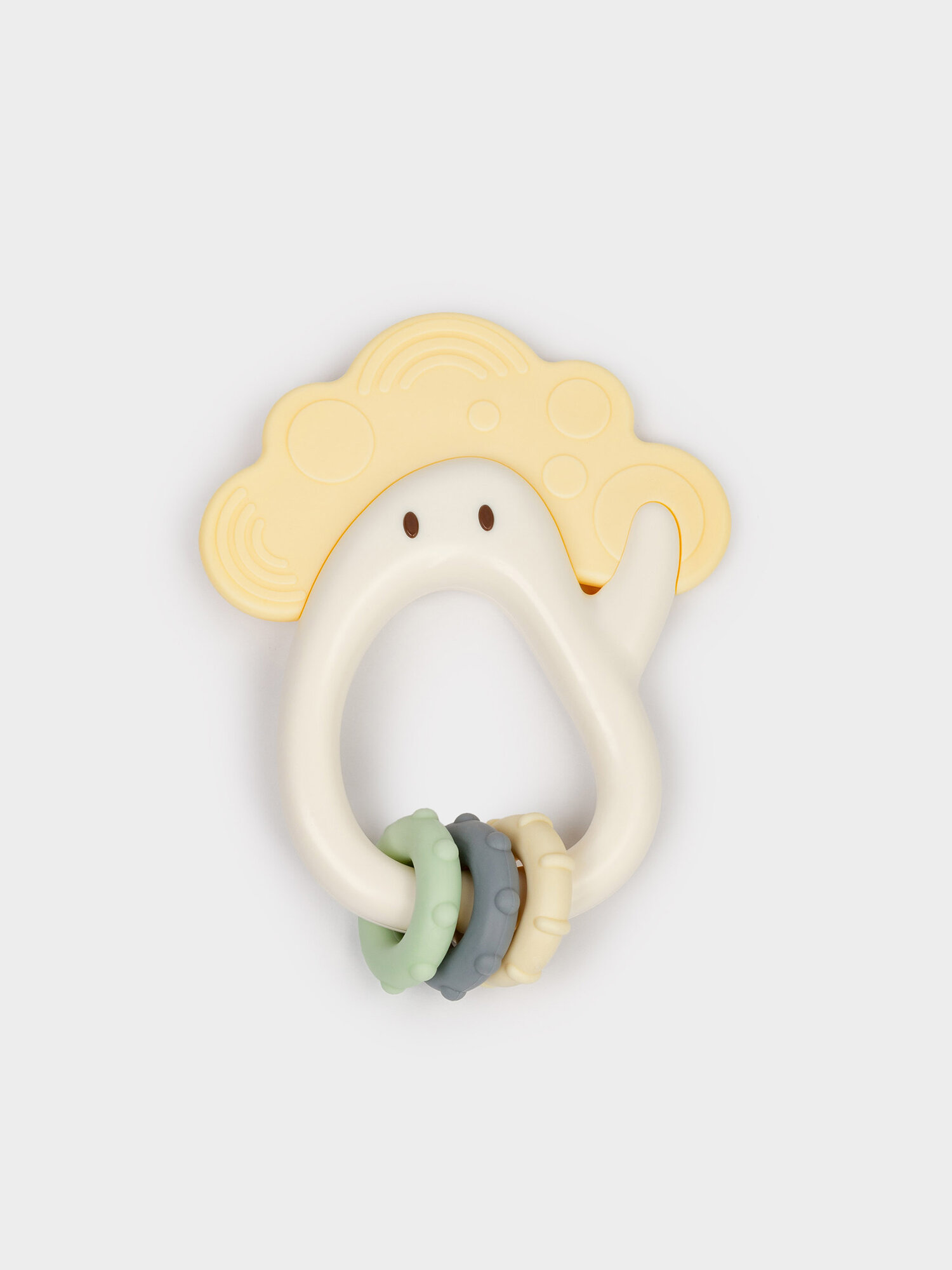 Игрушка-прорезыватель, 3 подвески, на кольце, силикон/пластик, бежевая, Kiddy
