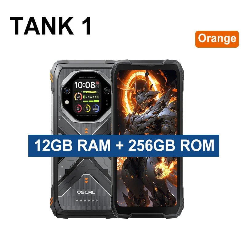 Прочный смартфон Blackview OSCAL TANK 1 5G, аккумулятор емкостью 200 мАч, Оранжевый, Orange-12G