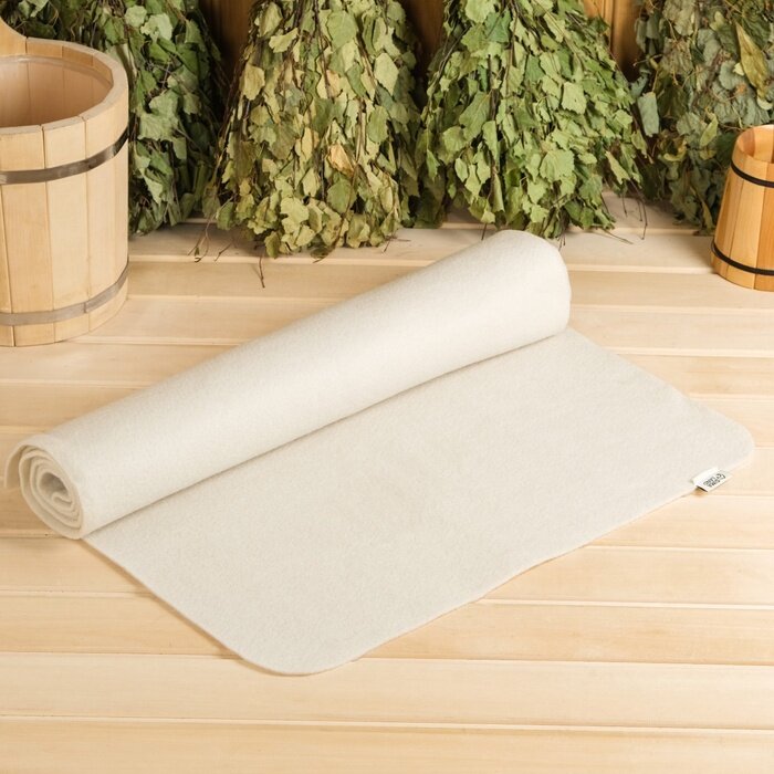 Коврик-лежак для бани и сауны Добропаровъ 200х60 см, полиэфир, шерсть, светлый