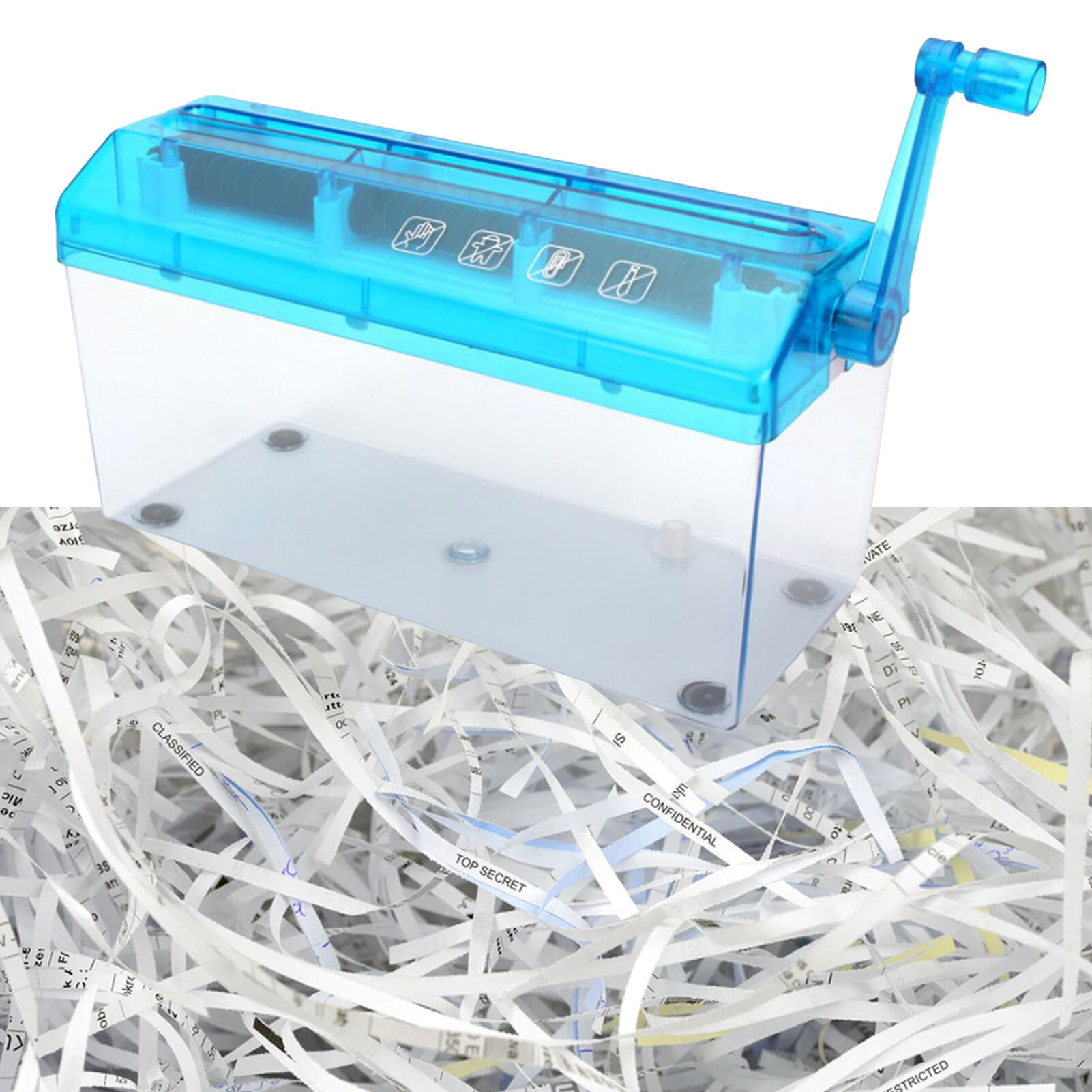 Уничтожитель бумаги, пластик, ручное управление, прозрачный режущий станок формата А4 для офиса, синий