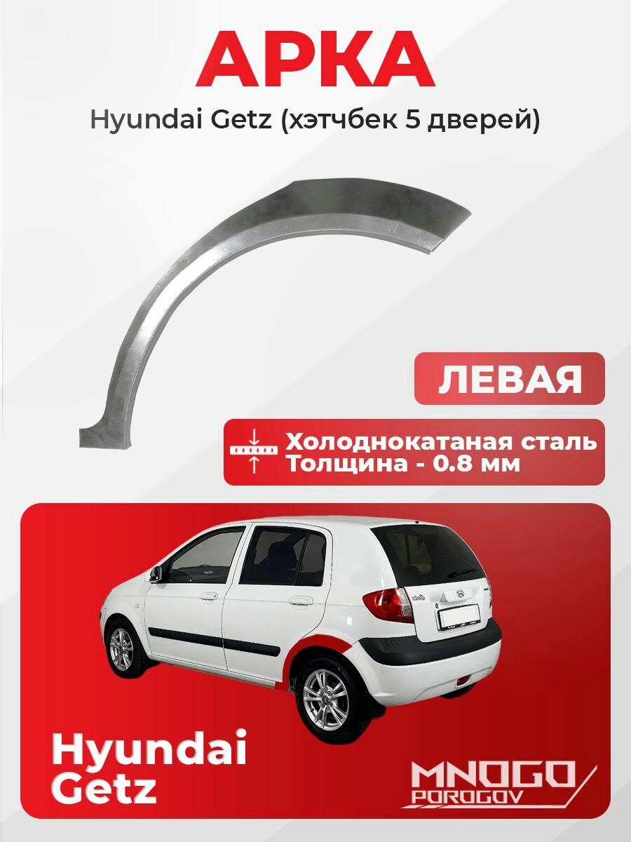 Задняя левая арка на Hyundai Getz 2002-2011 хетчбэк 5 дверей, холоднокатаная сталь, толщина 0,8 мм (Гетц 1), . кузовной ремонт.