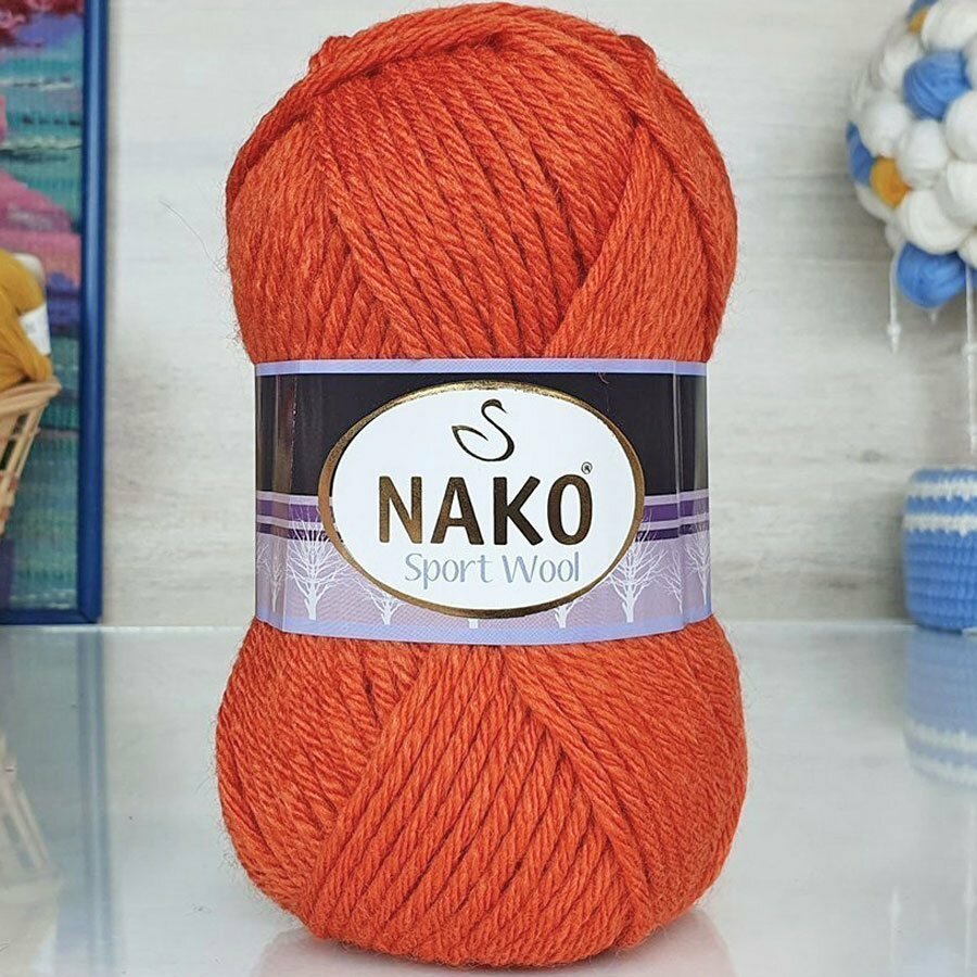 Пряжа Nako SPORT WOOL 6963 рыжий (5 мотков)