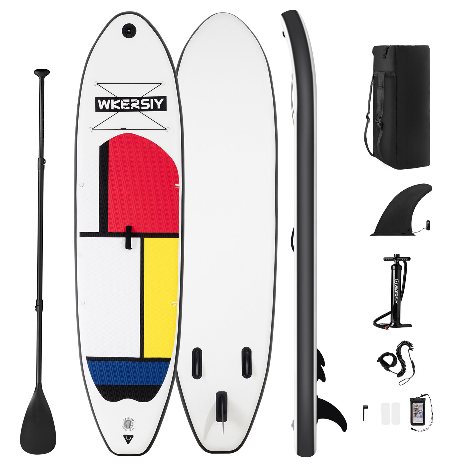 Детachable Inflatable Stand Up Paddle Board Non-Slip SUP with Air Pump Carry Bag Leash Standing Boat for Youth & Adult, Material: PVC + EVA, Color: Blue / Red / Yellow, Max Capacity: 280 lbs, Max PSI: 15PSI / 1 BAR, Size: 305 * 76 * 15 cm, Weight: 8 kg,