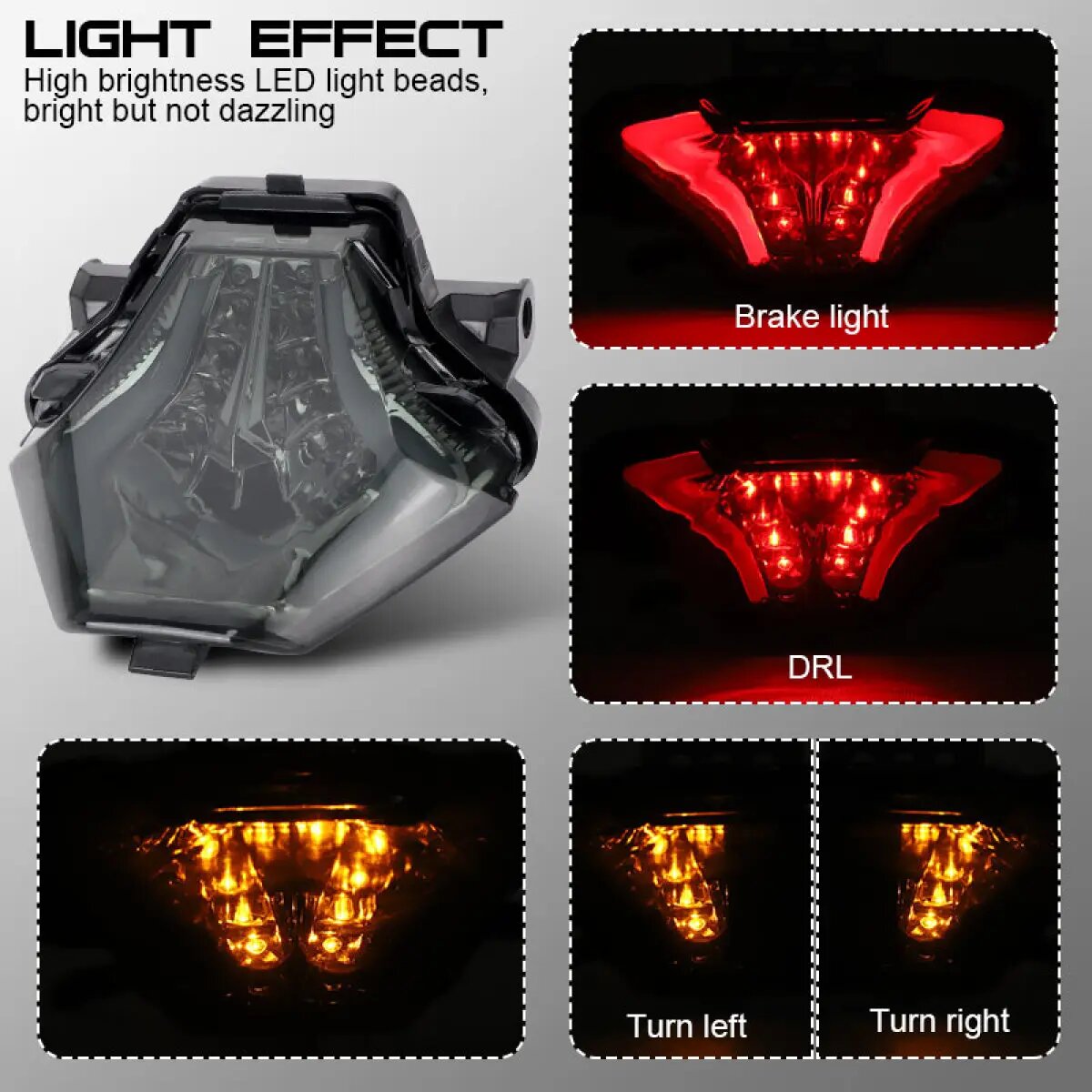 Задний LED фонарь мото Yamaha MT-03/MT-25/YZF R3/R25, Smoke Lens