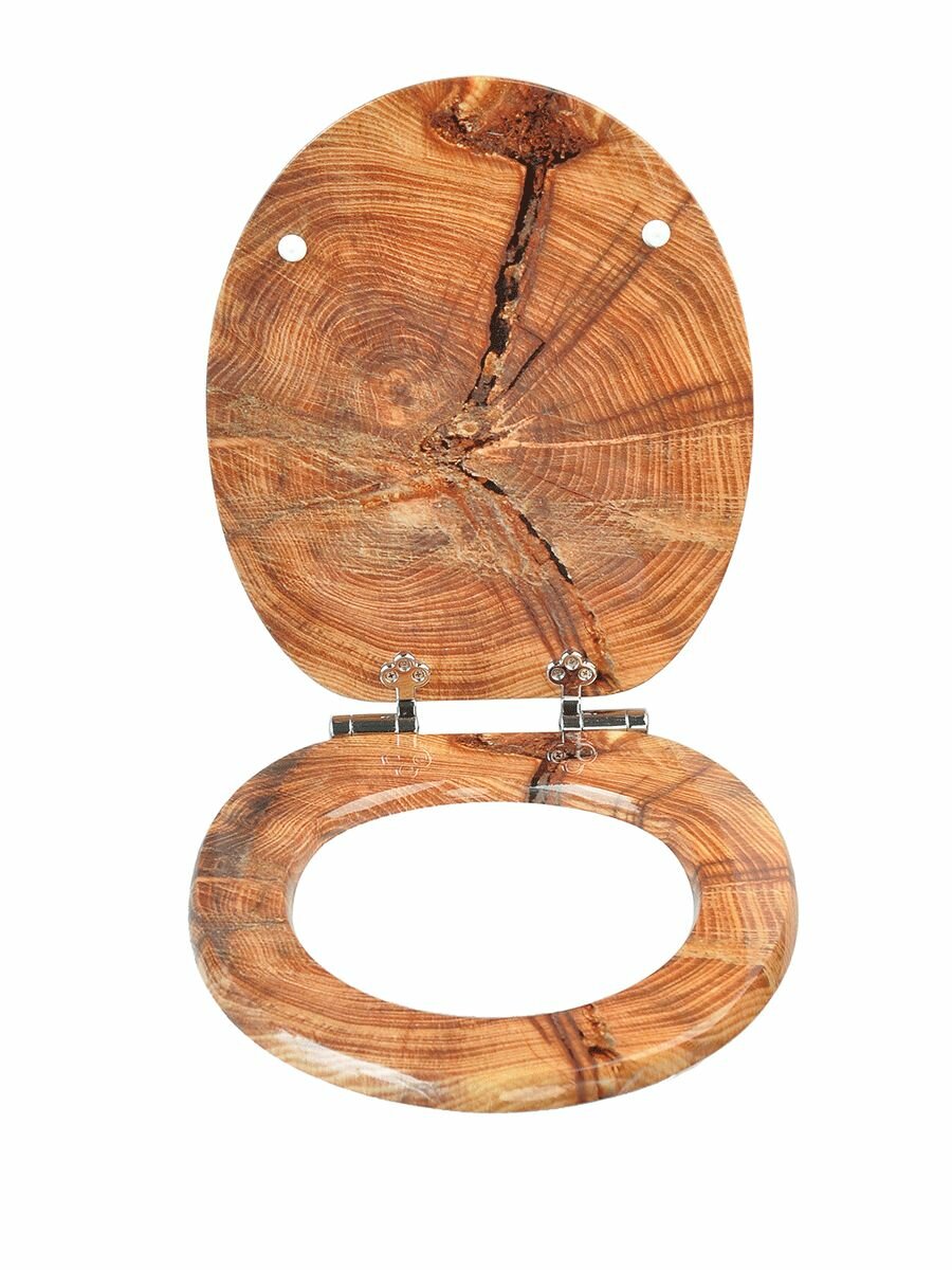 Деревянное сиденье для унитаза с функцией плавного опускания, прочное и долговечное, металлические петли