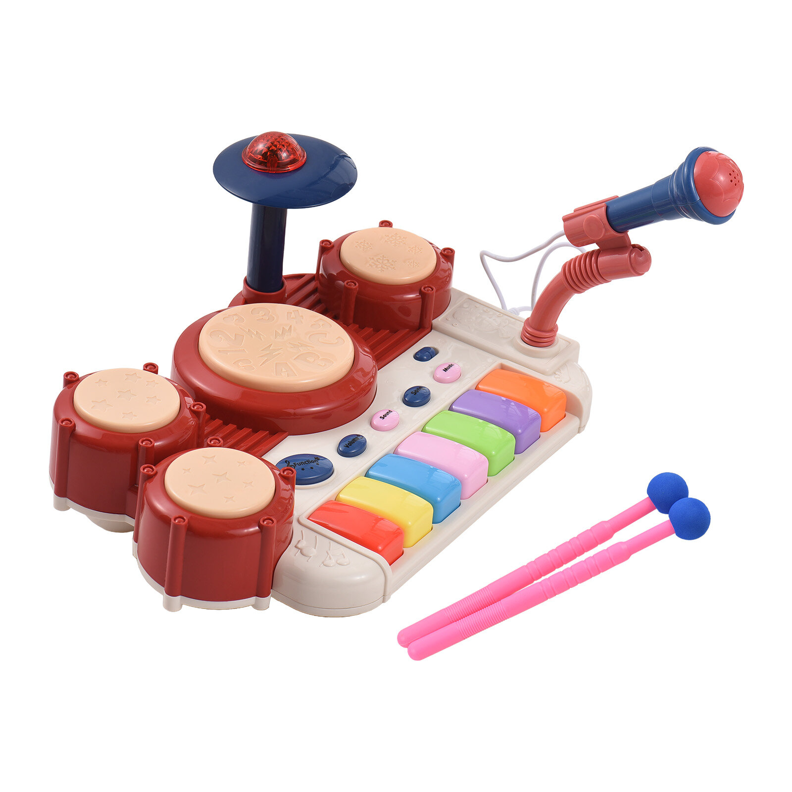 Электронная музыкальная барабанная установка с пианино-клавиатурой, подарок на день рождения, музыкальный инструмент, многофункциональный аплодирующий барабан, ударный инструмент с кнопками регулировки громкости, барабанные платформы с подсветкой,