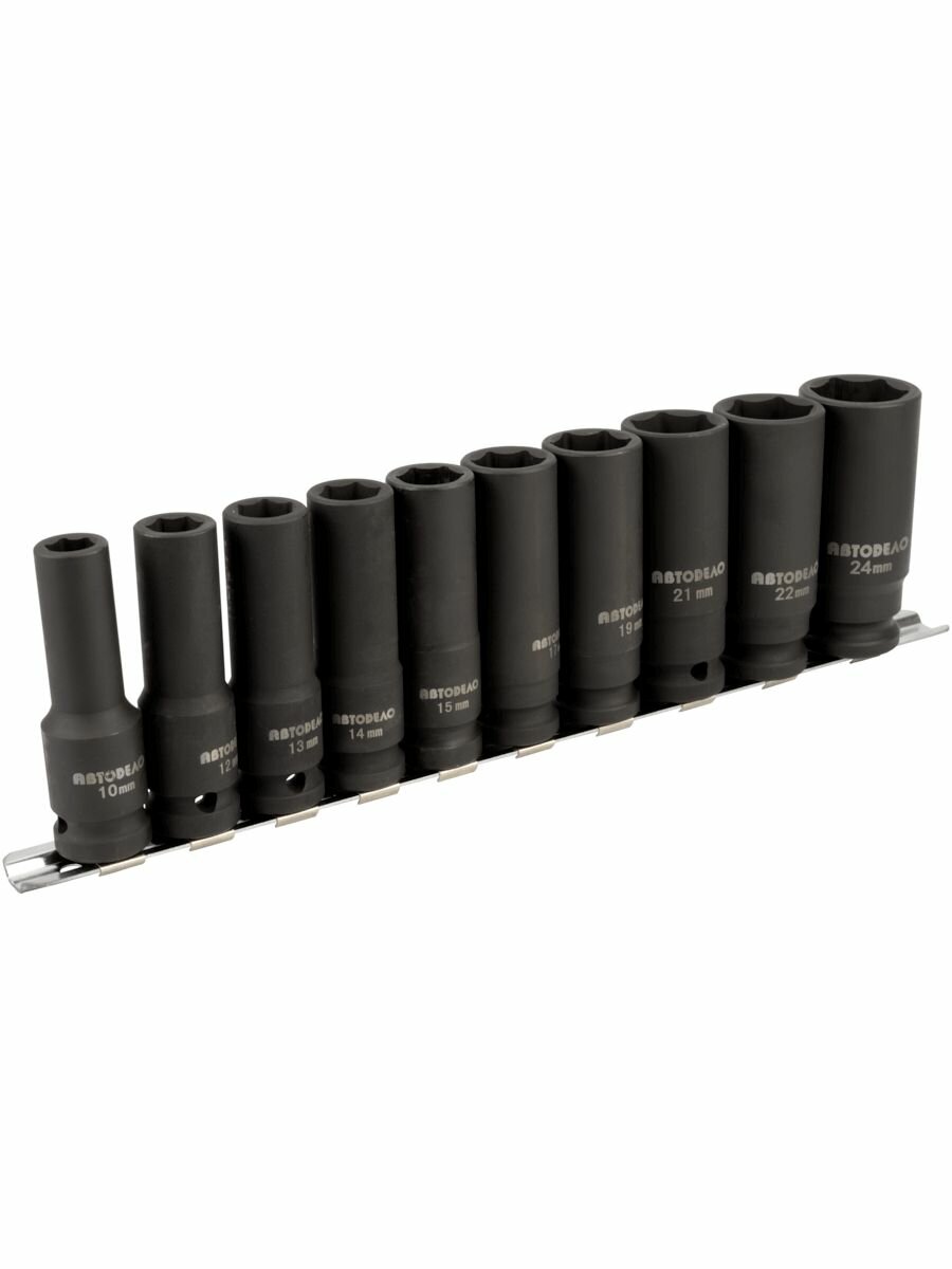 Набор головок ударных 1/2", 10-24 мм, 10 предметов, АвтоDело (39810)