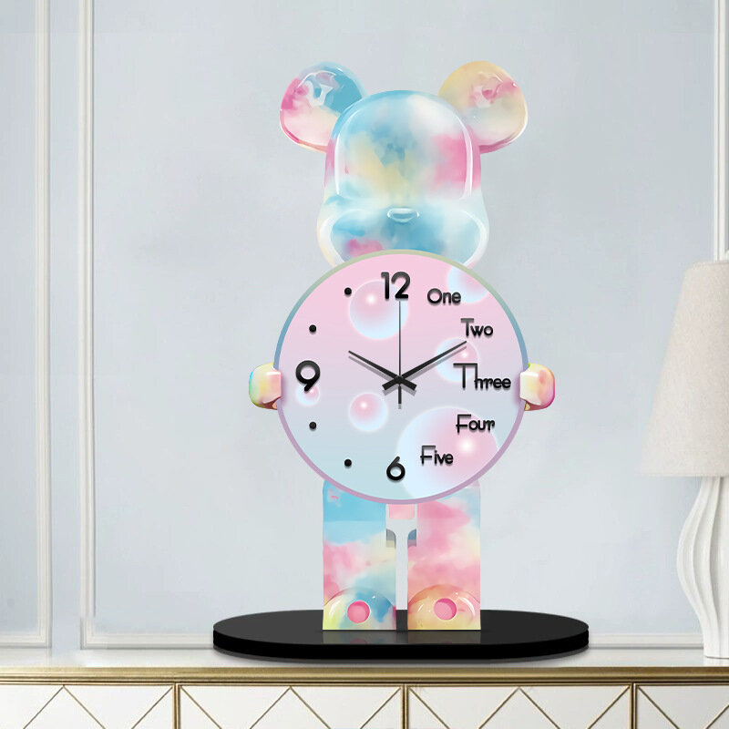 Настольные часы Сильный Медведь, стильные интерьерные часы для дома, гостиной, настольная модель, декоративные часы с маятником