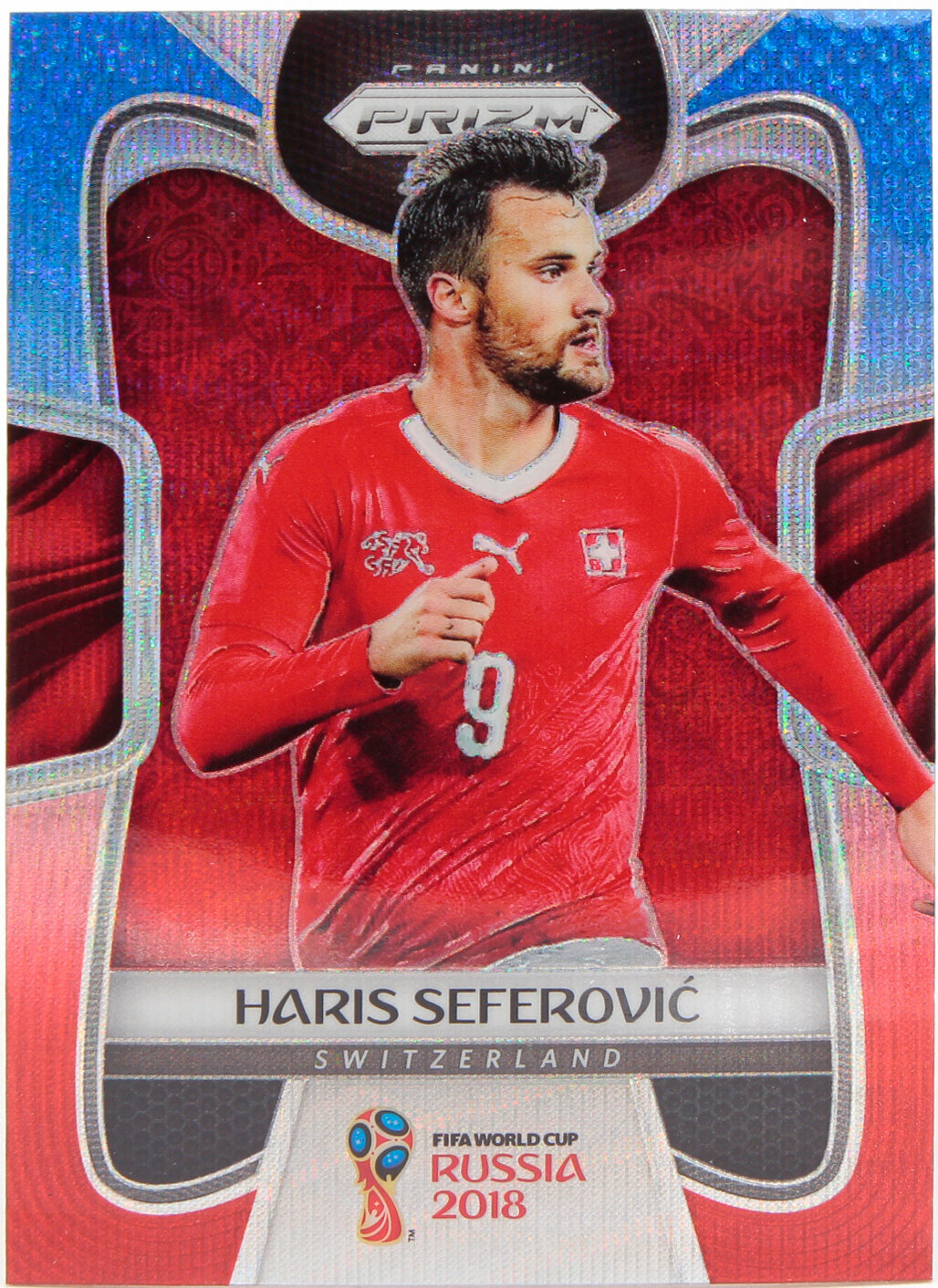 Коллекционная карточка Panini Prizm FIFA World Cup Russia 2018: #244 Haris Seferovic - Blue Red Wave