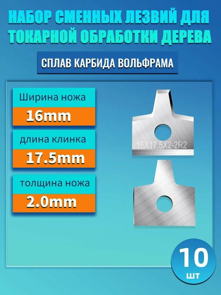 R2 Лезвие кромкооблицовочного станка для деревообработки 16x17.5x2.0мм-2R2 10шт, Твердосплавные лезвия, ромкообрезной станок, фаскосниматель, кромкооблицовочный инструмент для углов