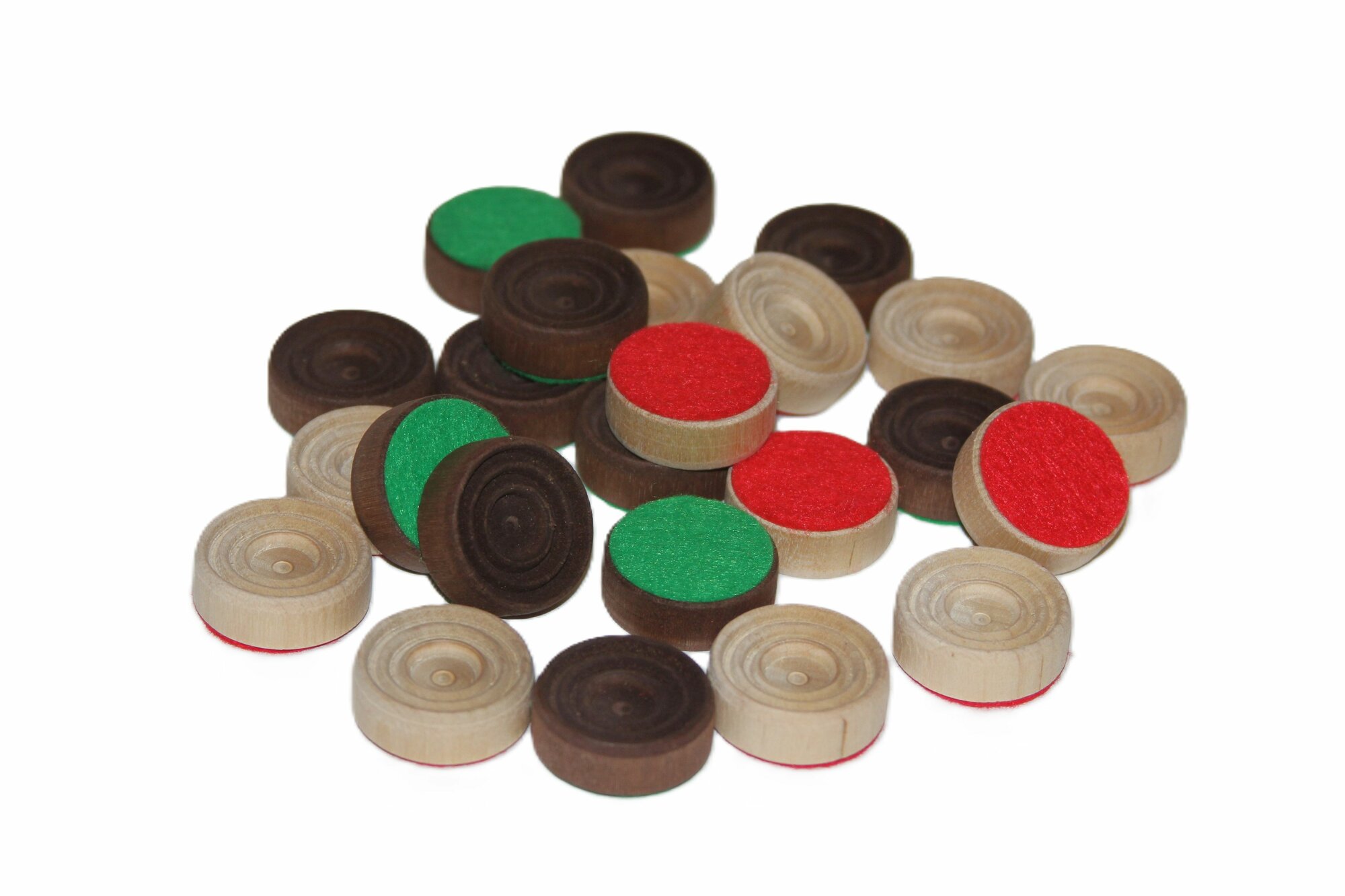 Шашки деревянные (Береза) диаметр-30 мм с подклейкой из фетра (без доски)
