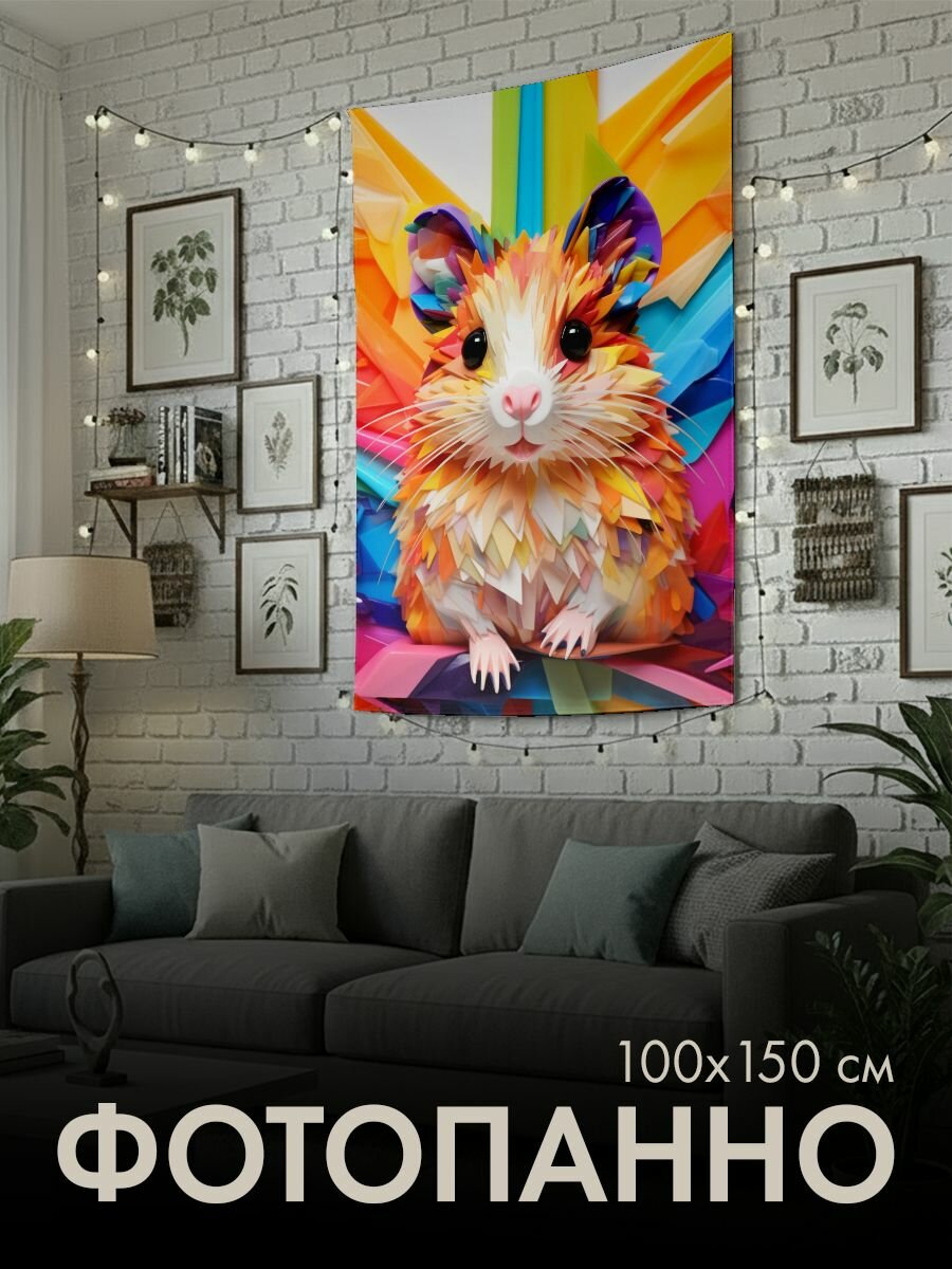 Панно тканевое PrintyFull / 100x150 см / хомячок, глиняная