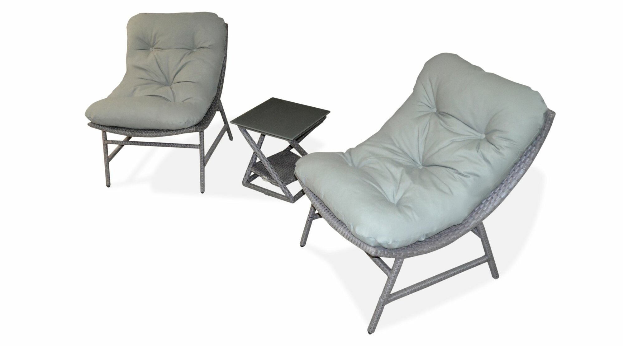 Комплект из искусственного ротанга Фукуок, цвет темно-серый, 2 персоны