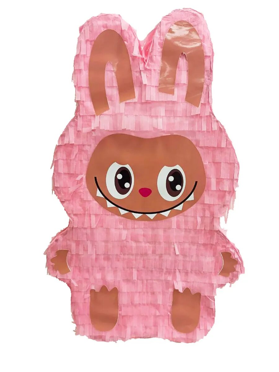 Пиньята Зайчик Лабубу розовый без наполнения и без биты для разбивания