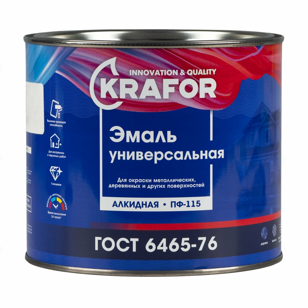Эмаль алкидная Krafor ПФ-115, цвет бежевый, 1,8 кг, универсальная