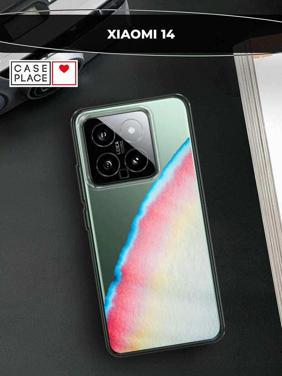 Чехол на Xiaomi 14 / Сяоми 14 с принтом Слияние красок, прозрачный