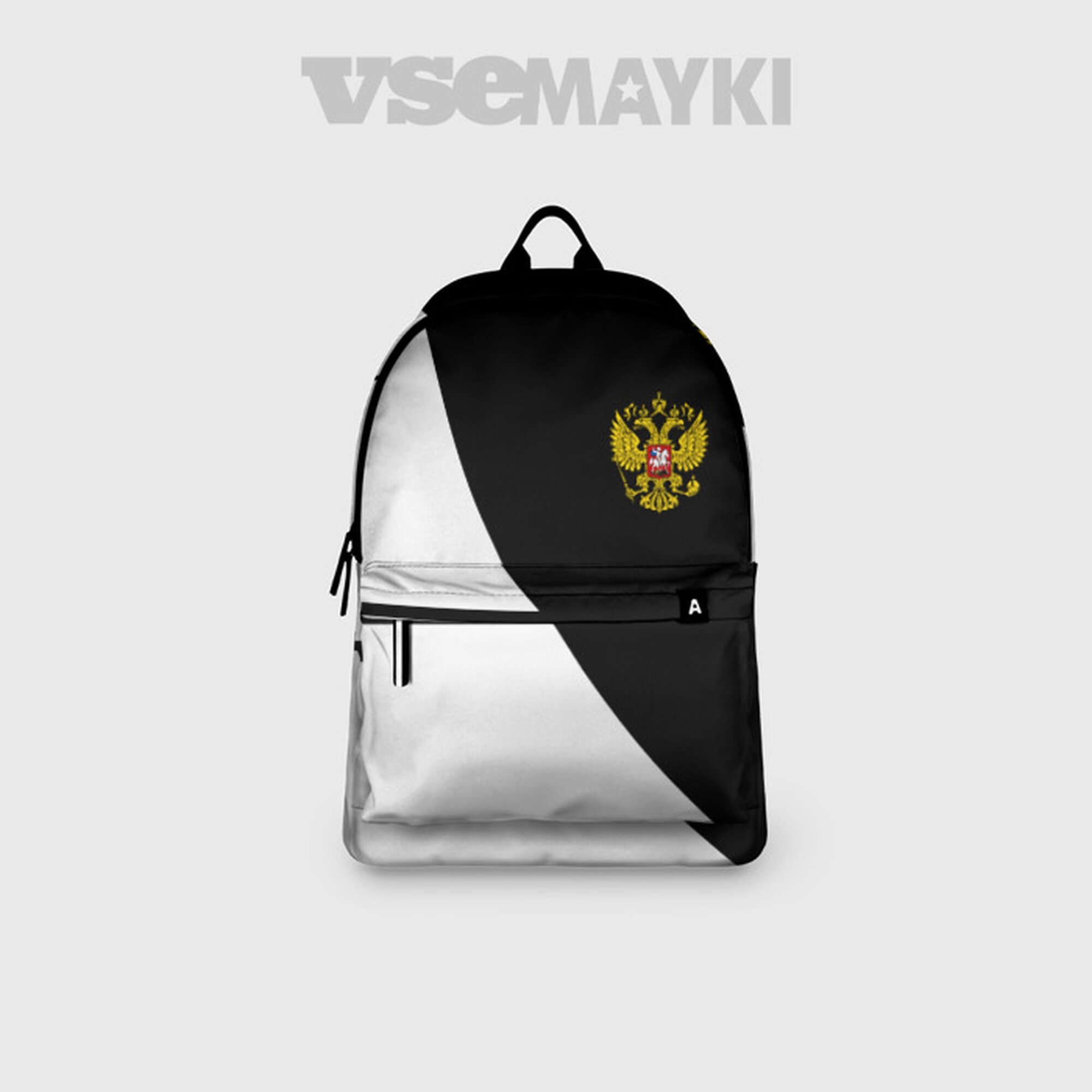 Рюкзак VseMayki с принтом Герб РФ текстура спорт, One size, белый