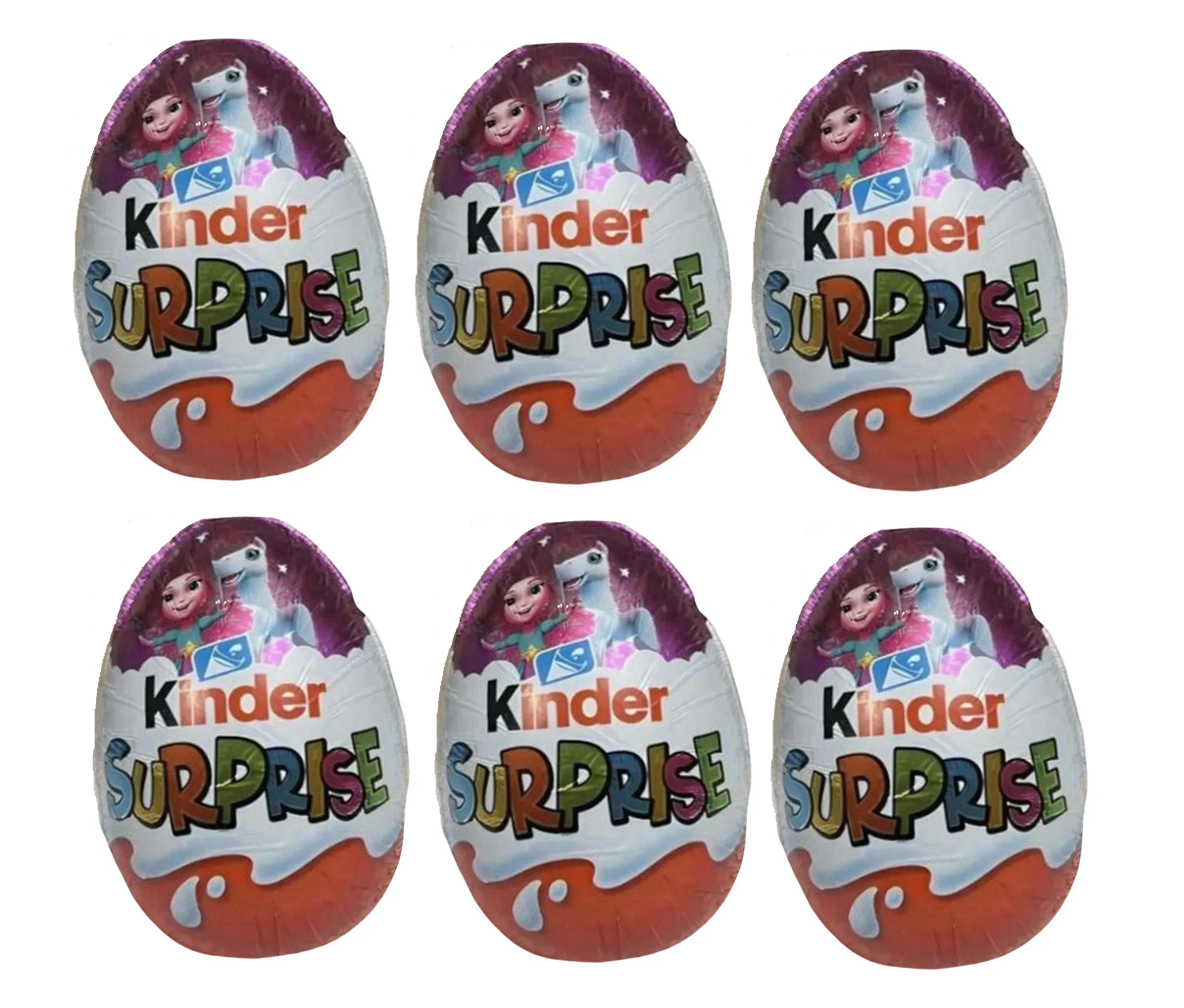 Набор шоколадных яиц Kinder Surprise, ( Принцесса и Единорог), ( 6 х 20 гр.). Польша