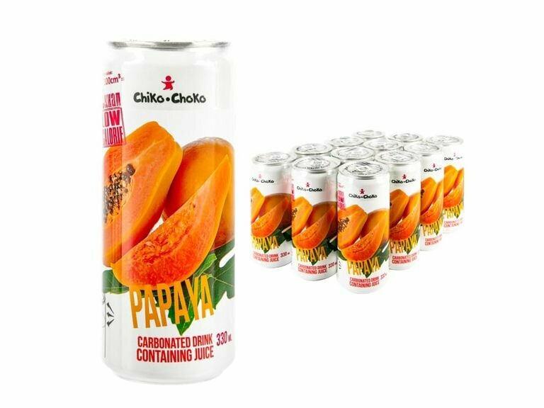 Газированный напиток Chiko-Choko, низкокалорийный, с содержанием сока папайи, 0.33 литра 12 шт.