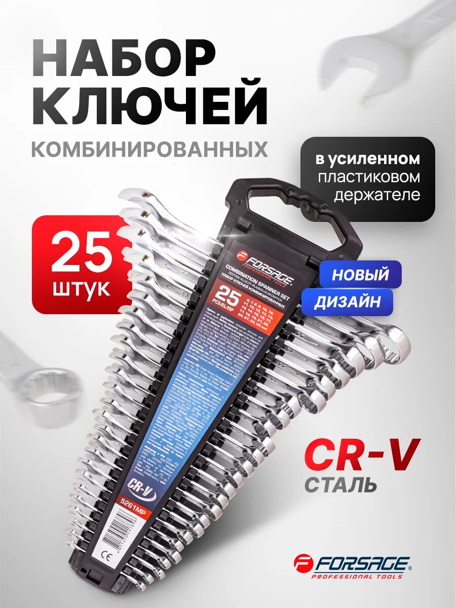 Набор ключей гаечных комбинированных 25 предметов