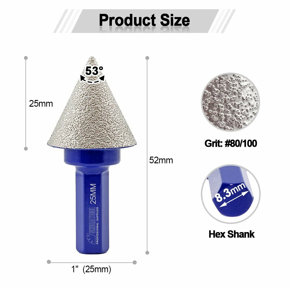 SHDIATOOL Dia20-50mm с шестигранным хвостовиком Алмазные фаски фрезерные биты плитка фарфоровая керамическая мраморная шлифовальная ручная дрель