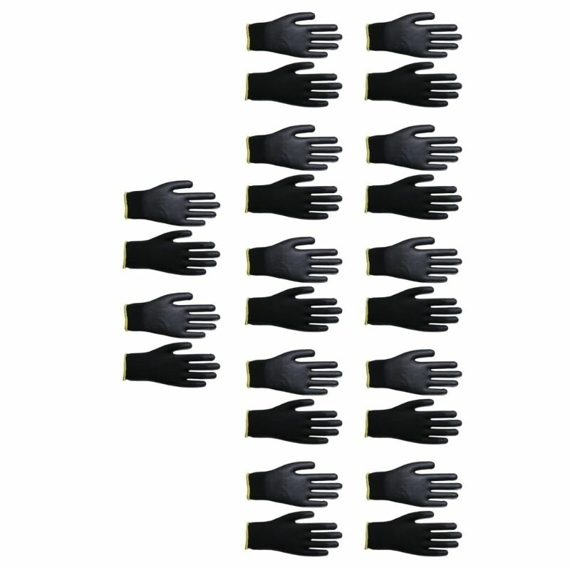 12 пар, резиновые перчатки с пропиткой для ладоней, нескользящие, износостойкие, дышащие, унисекс, рабочие защитные перчатки-черный-большой размер