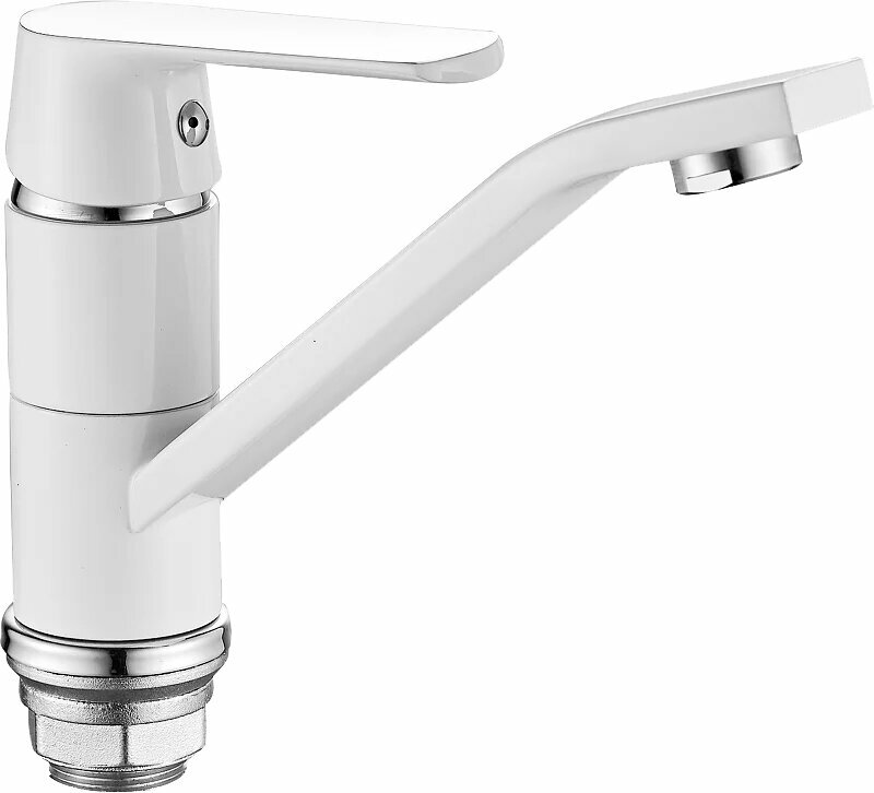 Смеситель для кухни Haiba HB45804-2 с поворотным изливом, белый, глянцевый, однорычажный, латунный, с керамическим картриджем