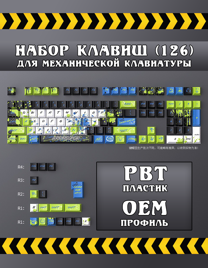 Кейкапы для механической клавиатуры - Graffity, набор из 126 клавиш