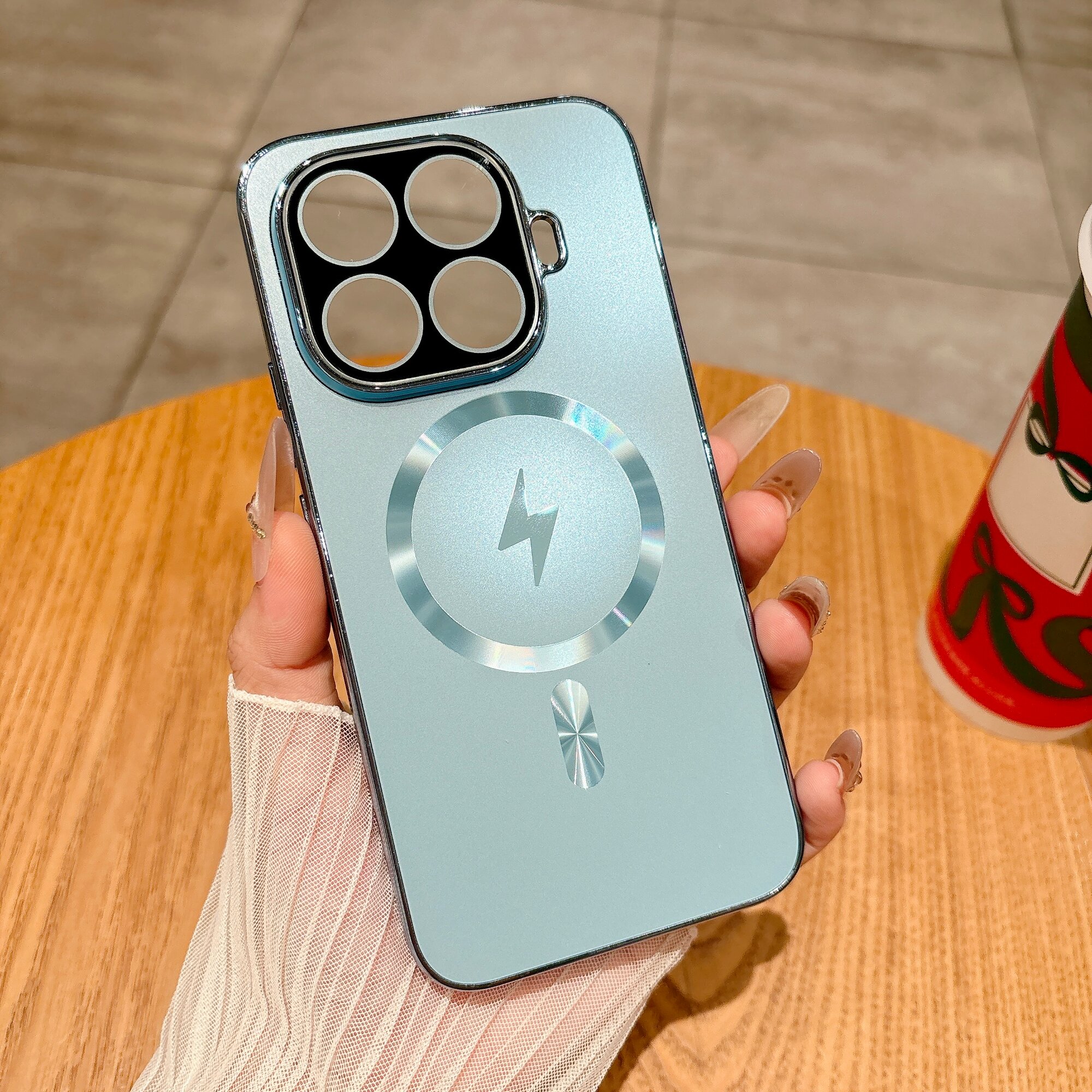 Чехол Для Xiaomi 15T Pro/Сяоми 15T Про, soft touch, чехол-кардиомонитор, поликарбонат (PC), защита камеры, ударопрочный, усиленные углы, Xiaomi, Xiaomi 15T Pro, light blue,