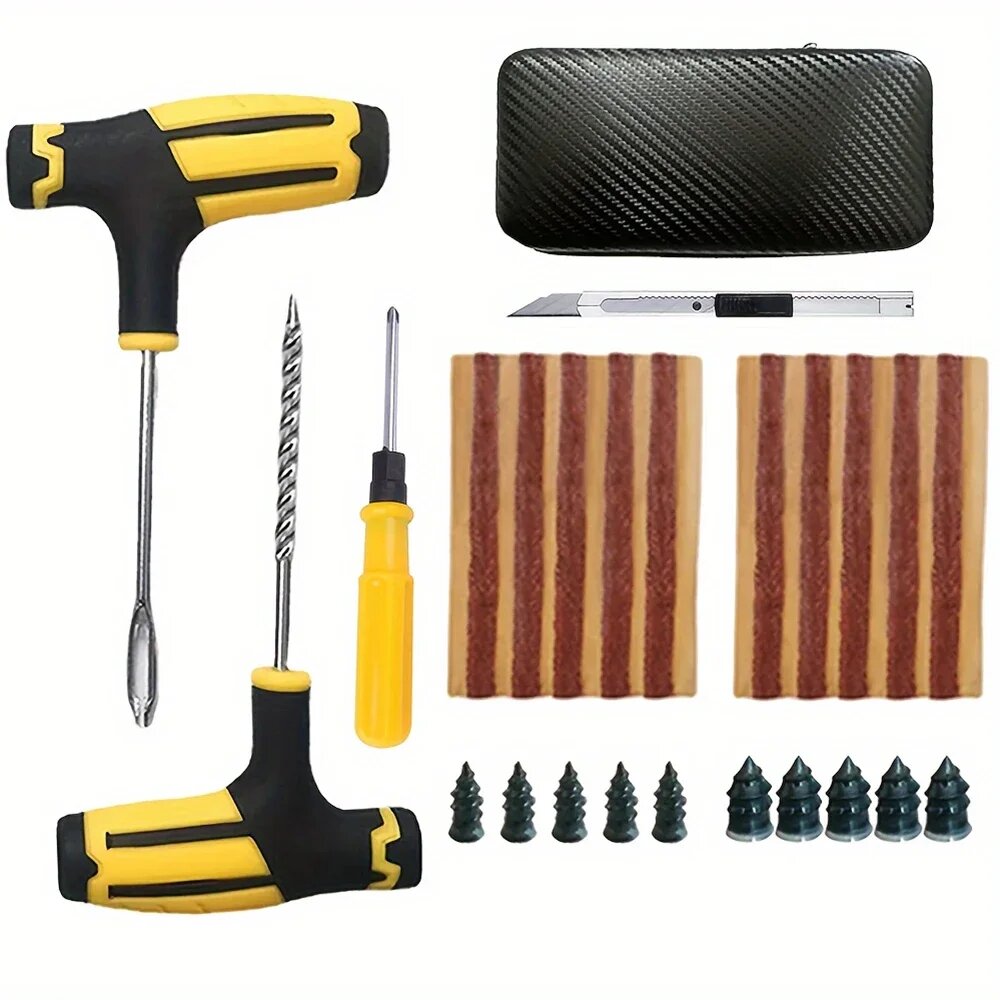 Набор Для Ремонта Автомобильных Шин - Комплект Инструментов Для Заплатки Шин С Аварийной Гайкой И Резиновым Кольцом Для Ремон.