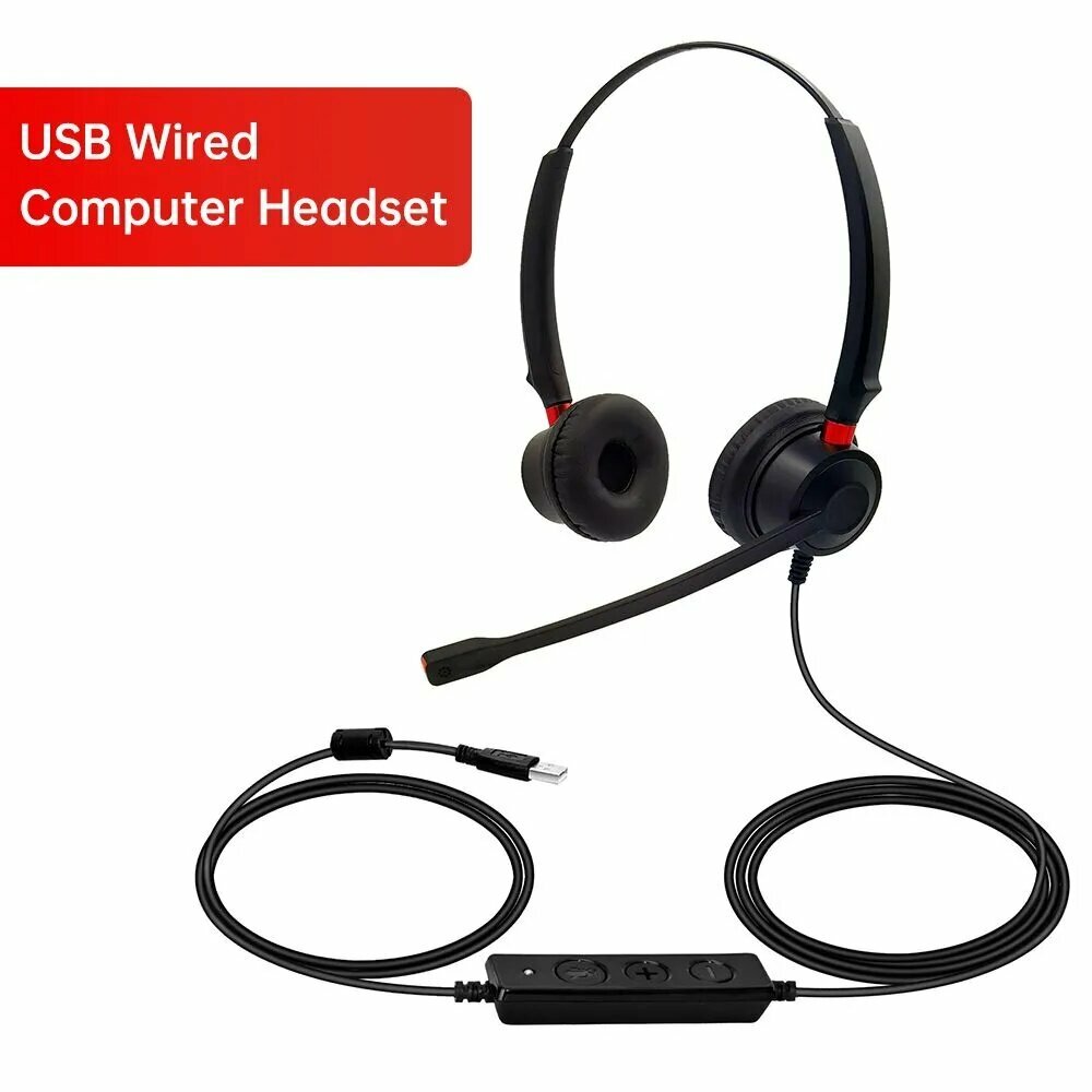 Проводная USB-гарнитура с шумоподавлением для колл-центров, игр и видеоконференций