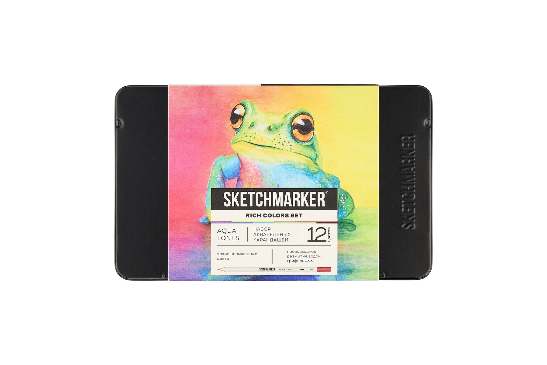 Набор карандашей акварельных SKETCHMARKER яркие цвета 12цв. металлическая уп-ка