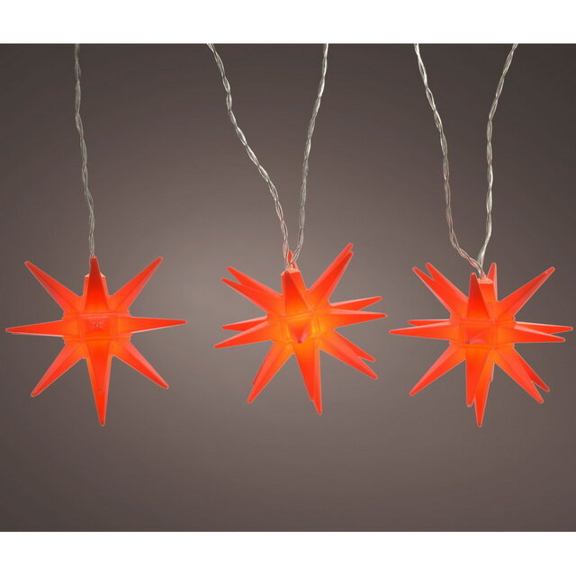 Светодиодная гирлянда Big Coral Stars 2.8 м, 8 теплых белых LED ламп, прозрачный ПВХ, IP44, Kaemingk, 490728