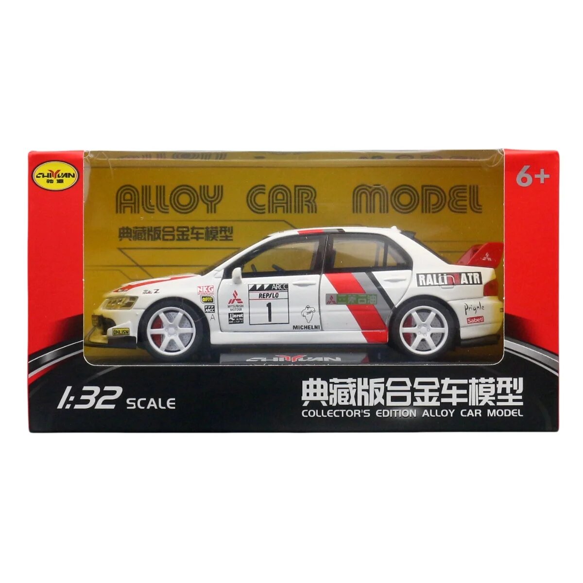 Модель Mitsubishi Lancer Evolution IX 1:32, белый и красный