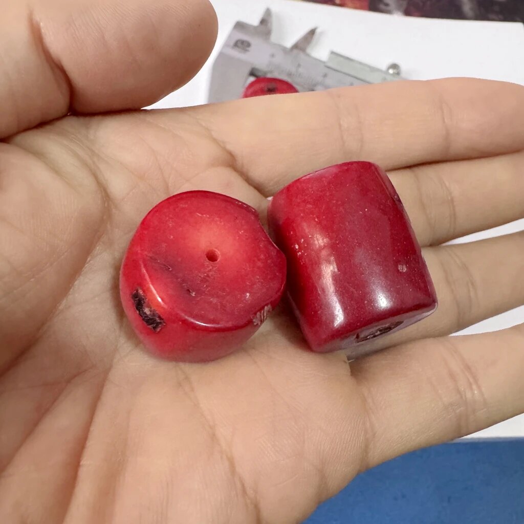 Оптовая продажа AB качество красные коралловые бусины 3 шт./упак. натуральный красный коралл большой размер трубчатая подвеска из бисера, для ювелирных изделий DIY, длина 20-30 мм