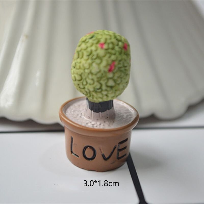 Charming miniature cactus resin ornament for magical fairy garden displays love cactus