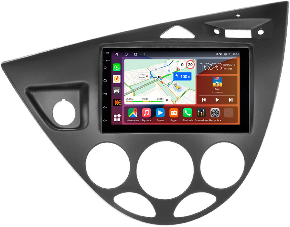 Штатная магнитола Ford Focus 1998-2005 (черная) Canbox EVO 5821-RP-11-548-238 Android 14 (4G-SIM, 6/128, DSP, QLed, AI, 360)