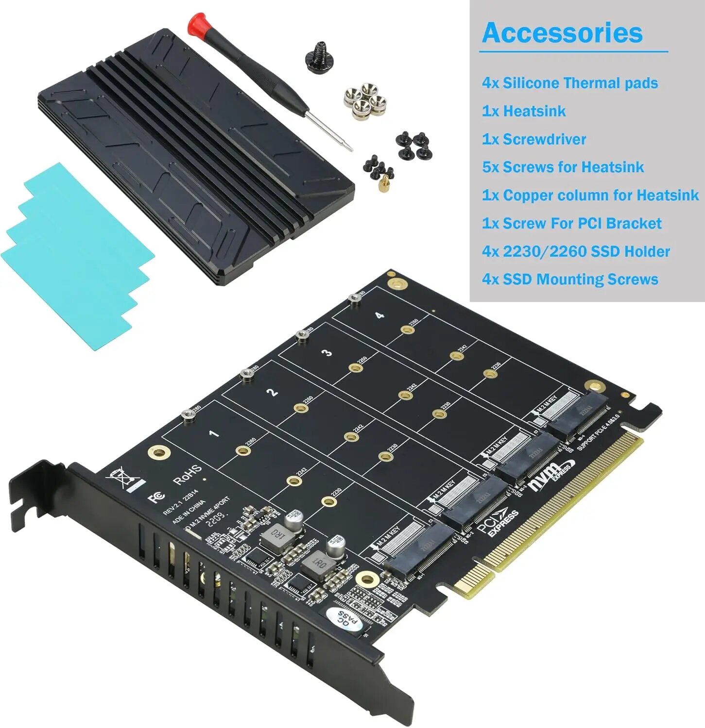 JoniSerl Quad NVMe PCIe Адаптер — фото 1