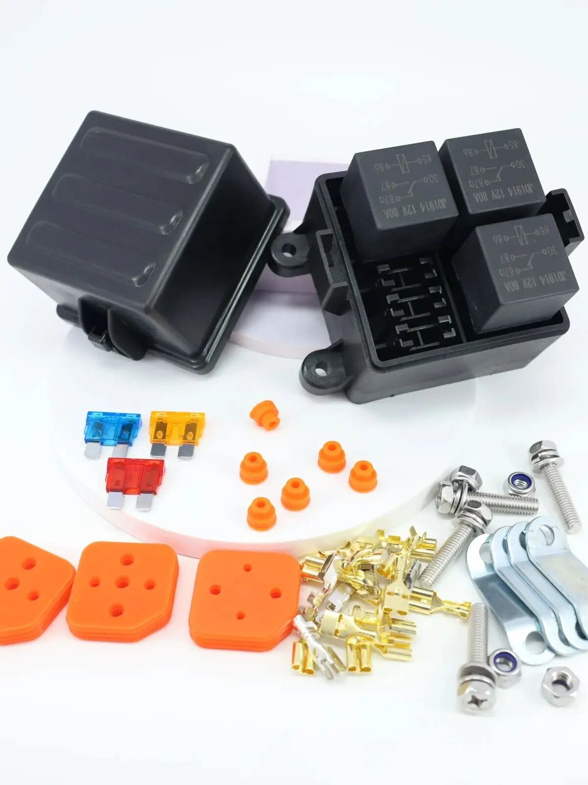 Держатель предохранителя 12 В 24 В, 3-ходовое реле + 3-ходовой держатель предохранителя ATC/ATO, универсальное реле, блок предохранителей, подходит для автомобилей, кораблей, джипов 12V5Pin Relay